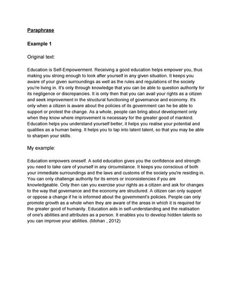 Academic Writing Skills Unit 2 Paraphrase Example 1 Original Text