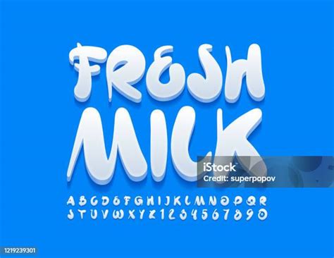 벡터 창조적 인 기호 신선한 우유 트렌디 한 알파벳 문자 와 숫자 대문자에 대한 스톡 벡터 아트 및 기타 이미지 대문자