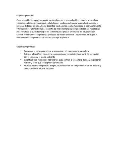 Objetivos Generales Pdf