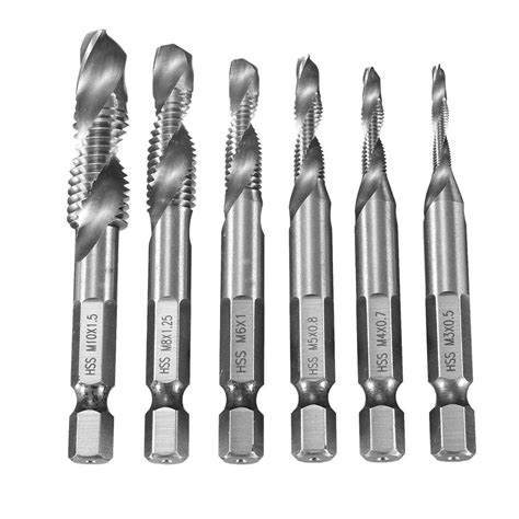 6pcs Screw Tap Drill Bits Hss Screw Thread M3 M4 M Vicedeal