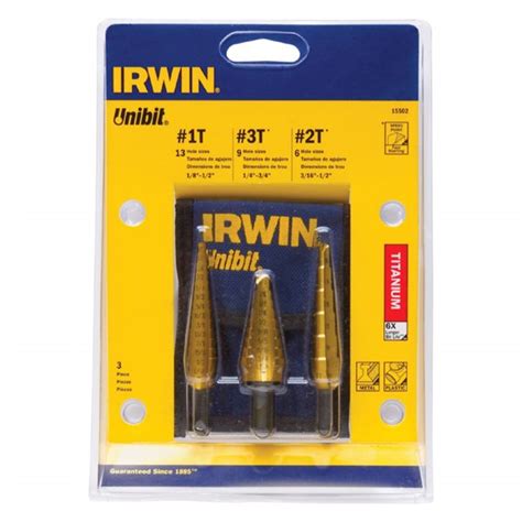 Irwin® 15502 Unibit™ 3 Piece Tin Step Drill Bit Set
