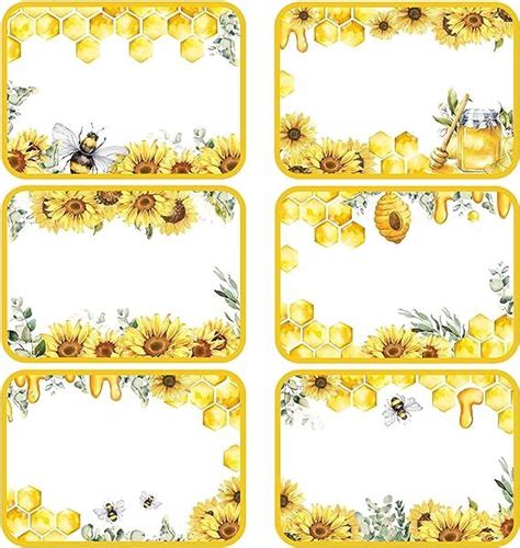 Whaline 180pcs Sunflower Bee Back To School Name Tags Stickers Summer