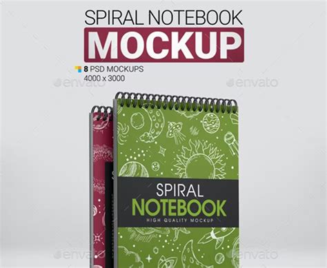 25 Spiral Notebook Mockups Free And Premium Mockup Designs