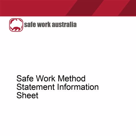 Safe Work Method Statement Information Sheet Construction Files