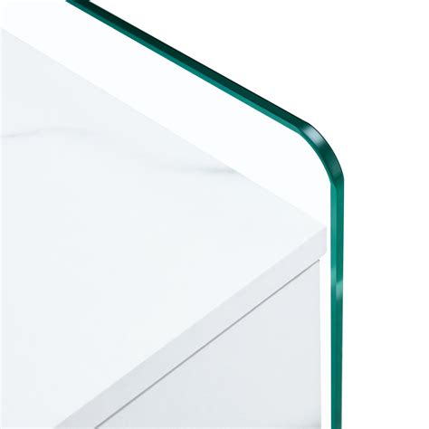 Ivy Bronx 1 Drawer White Bedside Storage Table And Tempered Glass For