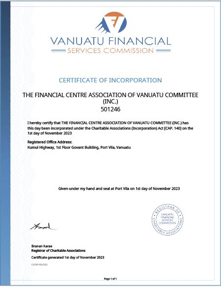 About Financial Center Association Of Vanuatu