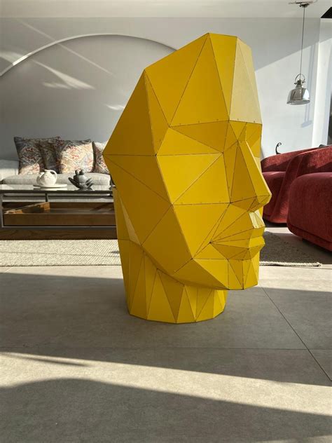 Hand Assembled Metal Human Face Chair Modern Art Deco Seater Home