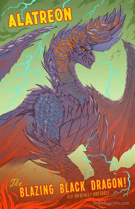 Alatreon The Blazing Black Dragon Monster Hunter World Iceborne Etsy