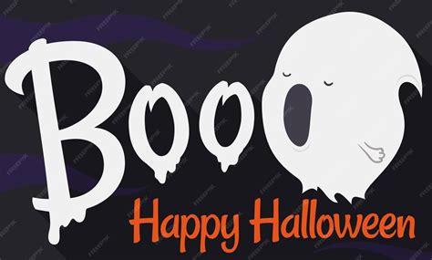 Premium Vector Cute Ghost Howling Its Boo Scare In Halloween Night