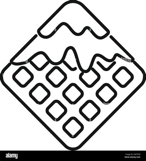 Line Drawing Of A Square Waffle With Syrup Dripping Perfect For