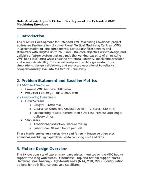 Data Analysis Vmc Fixture Analysis Pdf Finite Element Method Screw