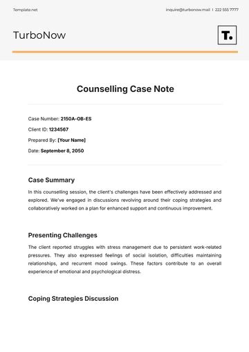 Free Counselling Case Note Template To Edit Online