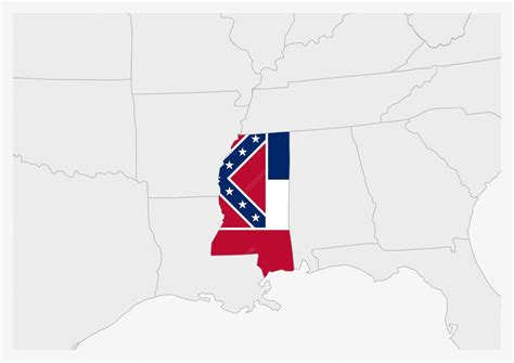 Premium Vector Us State Mississippi Map Highlighted In Mississippi