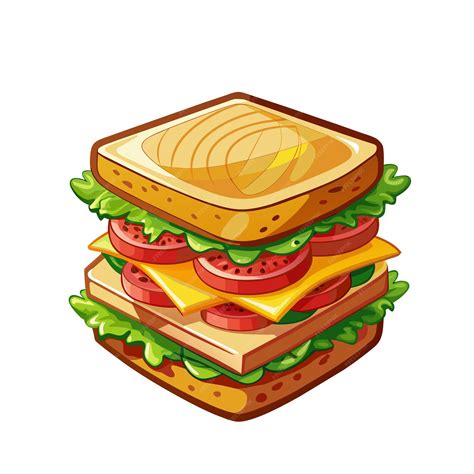 Premium Vector Big Sandwich Food Icon Cartoon Style On White Background