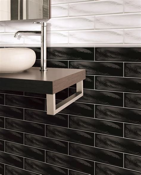 Special Black Wavy Edge Surface 75 300mm Ceramic Subway Wall Tile Buy Interior Wall Tile Peel