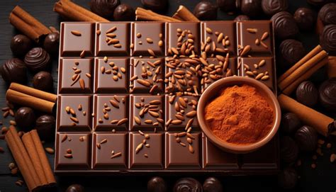 Premium Ai Image Delicious Chocolate In Flat Lay