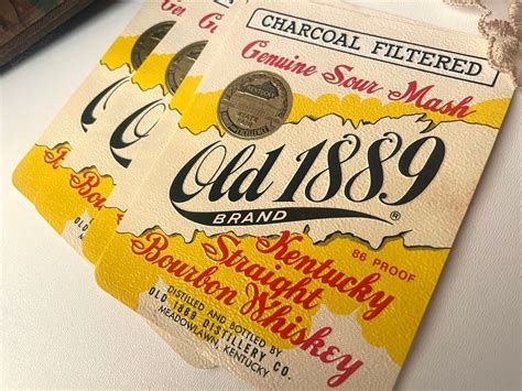 Vintage Whiskey Bottle Labels Old 1889 Label Set Advertising