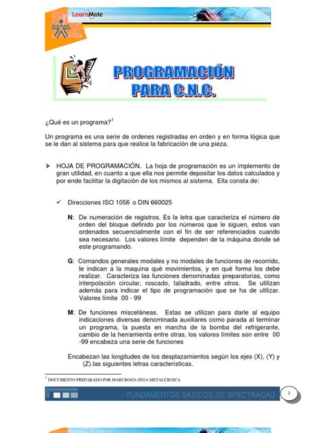 Programacion Cnc Pdf Control Numerico Perforar