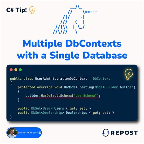 with ef core you can easily have 𝗺𝘂𝗹𝘁𝗶𝗽𝗹𝗲 𝗗𝗯𝗖𝗼𝗻𝘁𝗲𝘅𝘁𝘀 𝗮𝗿𝗼𝘂𝗻𝗱 𝗼𝗻𝗲