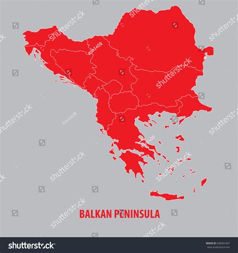 Balkan Peninsula Map Stock Vector Royalty Free 636001697 Shutterstock