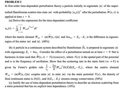 Solved Problem 2 In First Order Time Dependent Perturbation