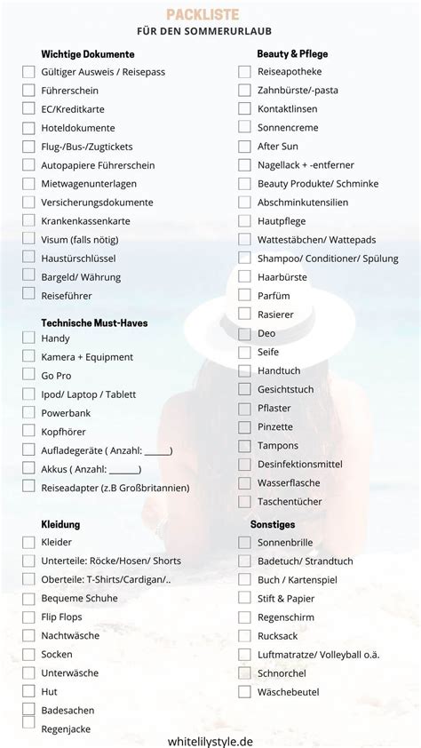 Die Optimale Packliste Für Deinen Sommerurlaub Tmbi