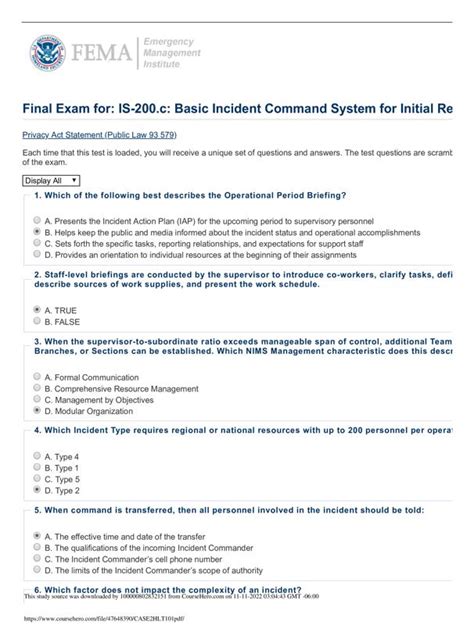 Is 200 Case Basic Incident Command System For Initial Response