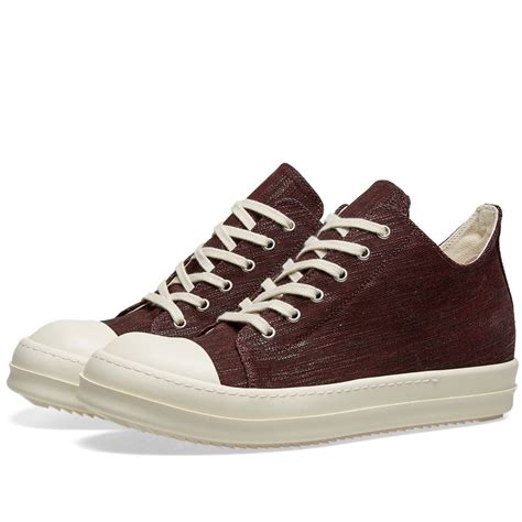 Rick Owens Drkshdw Coated Canvas Low Sneaker In Burgundy Modesens