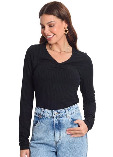 Blusa Manga Longa Preto Rovitex
