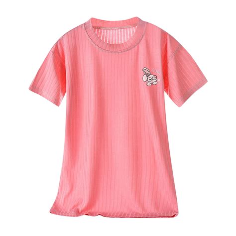Wuandixfa Girls Bamboo Pajamas Girls Nightgowns Flutter Short Sleeves