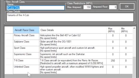 Aircraft Classes Simflightplan