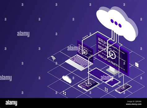 Cloud Computing Concept Isometric Vector Illustration Modern Cloud
