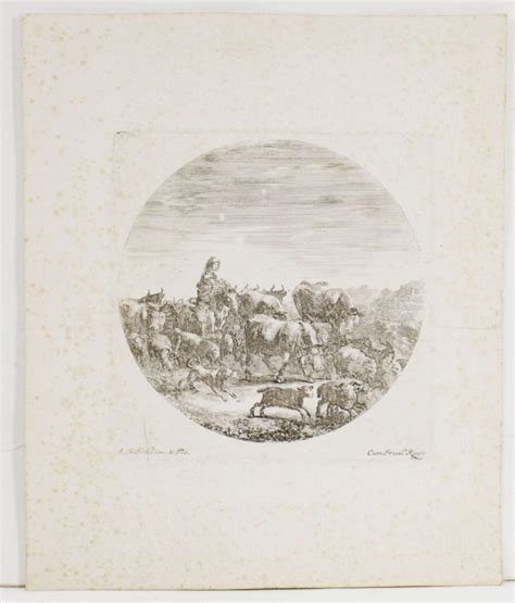 Lot Stefano Della Bella 17th Century Etching Of Herd