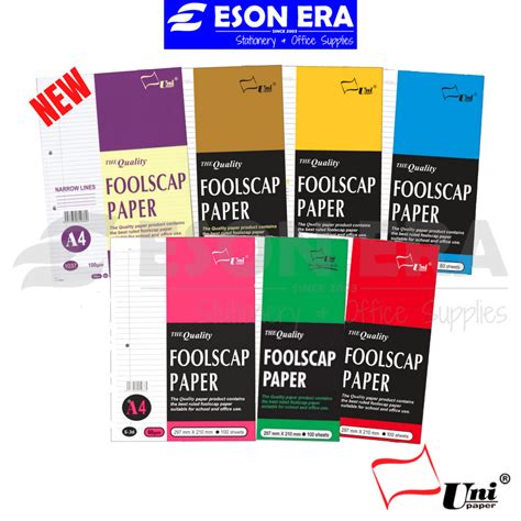 Uni Foolscap Paper A4 60gsm 70gsm 80gsm 100gsm Exam Sheets Kertas