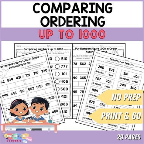 Comparing And Ordering Numbers Up To 1000 2nd Grade By Bright Box Studio