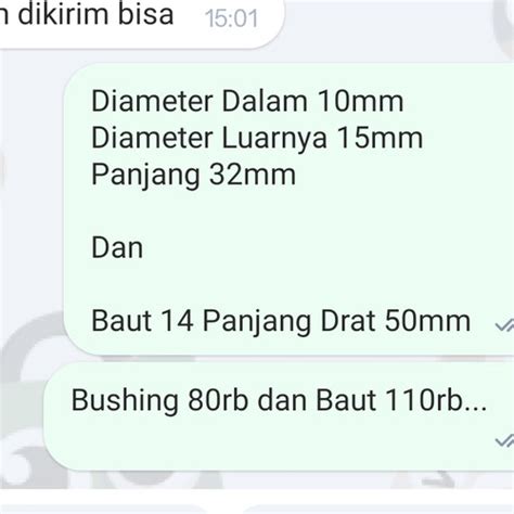 Jual Bushing M10 Dan Baut 14 X 50mm Jakarta Utara Electseven