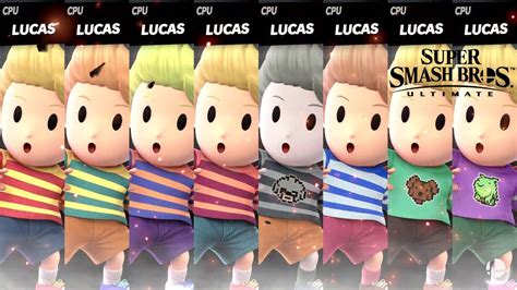 Super Smash Bros Ultimate All Lucas Costume Gameplay Youtube
