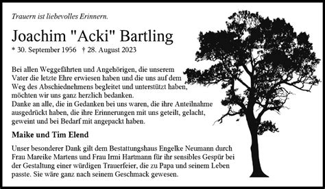 Traueranzeigen Von Joachim Bartling Ok Trauerde