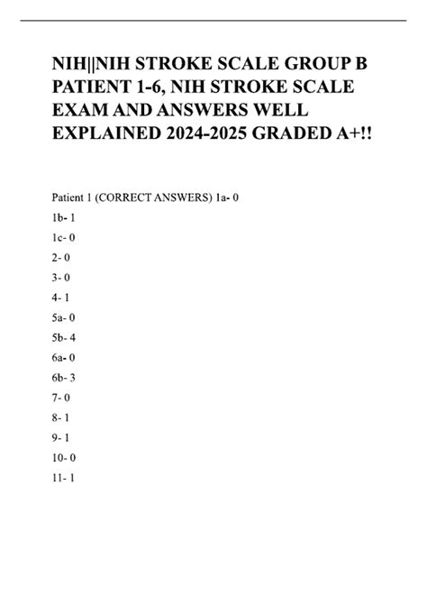 Nih Stroke Scale Nihss Group B Patients 16 Complete Exam And