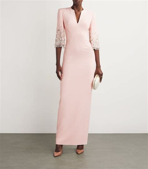 Jenny Packham Pink Crepe Embellished Ruth Gown Harrods Uk