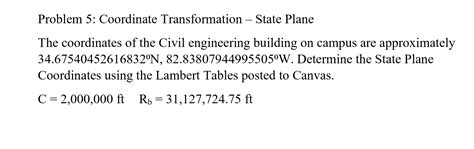 Solved Problem 5 Coordinate Transformation State Plane