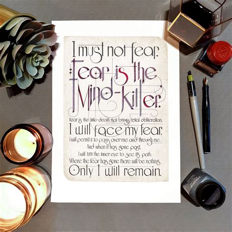 Dune Litany Against Fear Quote Fear Is The Mind Killer Inspired A4a3