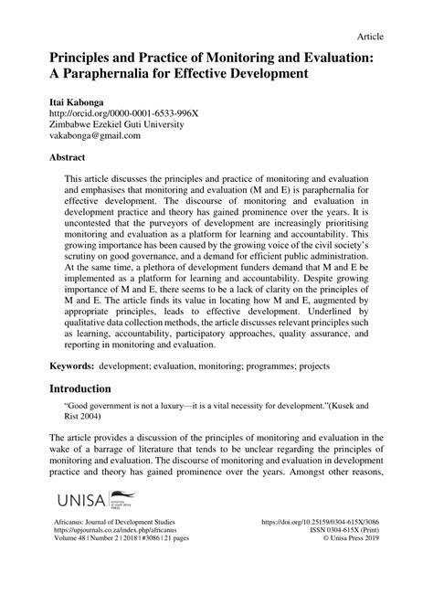 Pdf Principles And Practice Of Monitoring And Evaluation A