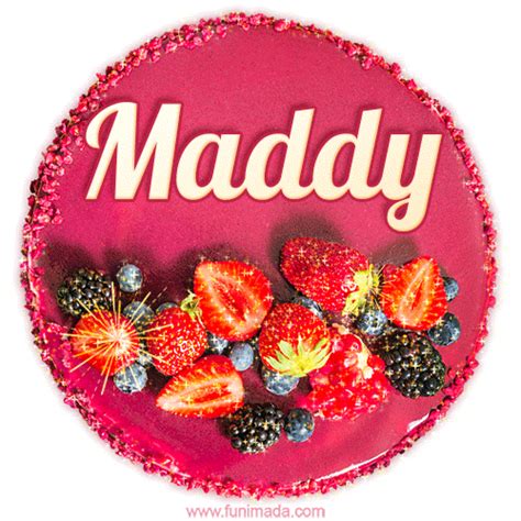 Personalized Maddy Birthday Cake  With Berry Topping Download On