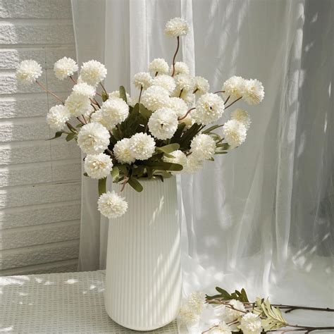 Zukuco 10 Stems Faux Silk Mini Chrysanth With Stems Bulk Fake Wedding