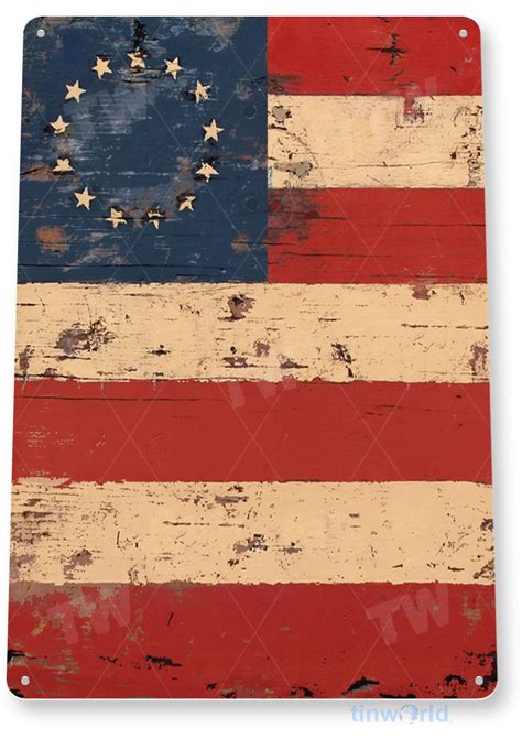 American Flag Sign A053 Tinworld Patriotic Signs