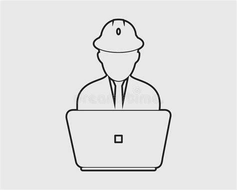 Computer Engineer Line Icon Stock Vector Illustration Of Sign Person 135706642