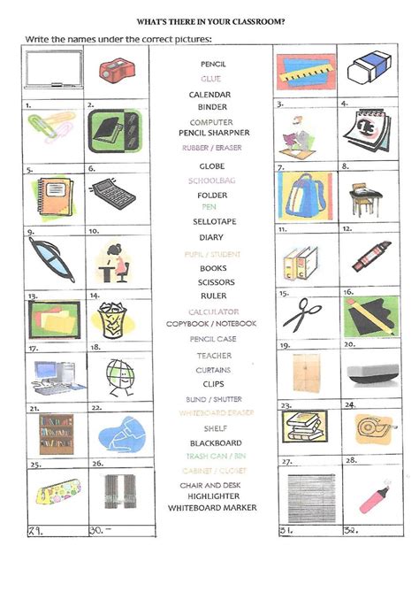 6259852 Classroom Objects Vleme Liveworksheets