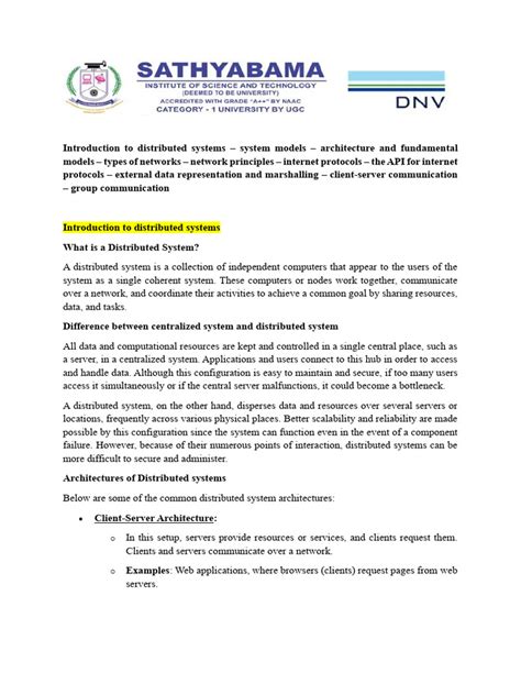 unit 1 distributed system pdf client server model distributed