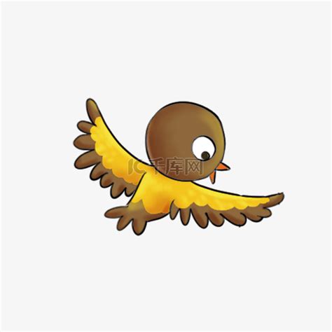 黄色可爱卡通飞翔小鸟素材图片免费下载 千库网